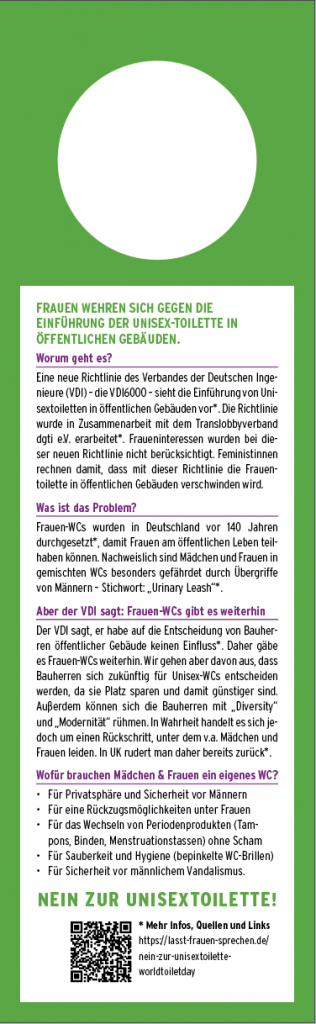 Toilettenanhänger - Initiative "Lasst Frauen Sprechen!"